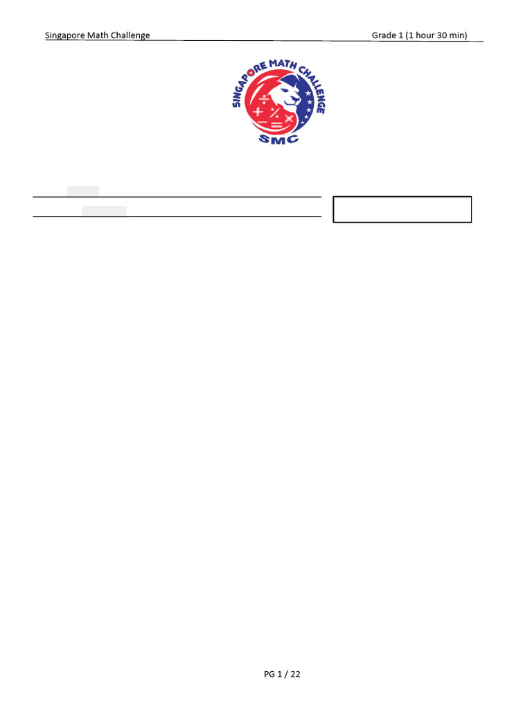 2023 Singapore Math Challenge G1 | PDF
