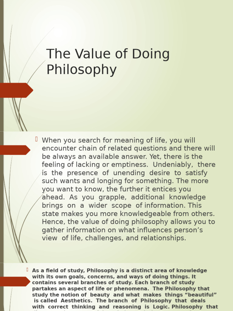 The Value of Doing Philosophy | PDF