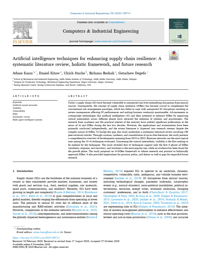 Artificial Intelligence Techniques For Enhancing Supply Chain | PDF | Artificial Intelligence ...