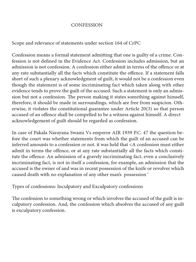 Confessions Under CrPC Section 164 | PDF | Law