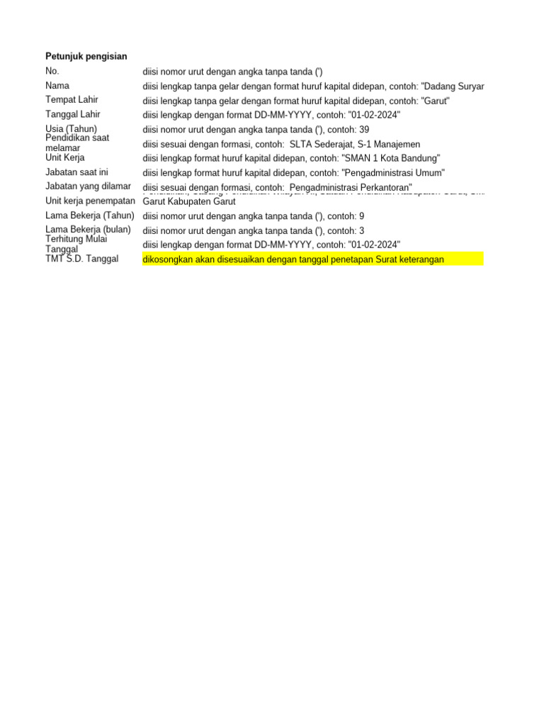 Format Rekapitulasi Surat TTD Kepala Dinas | PDF