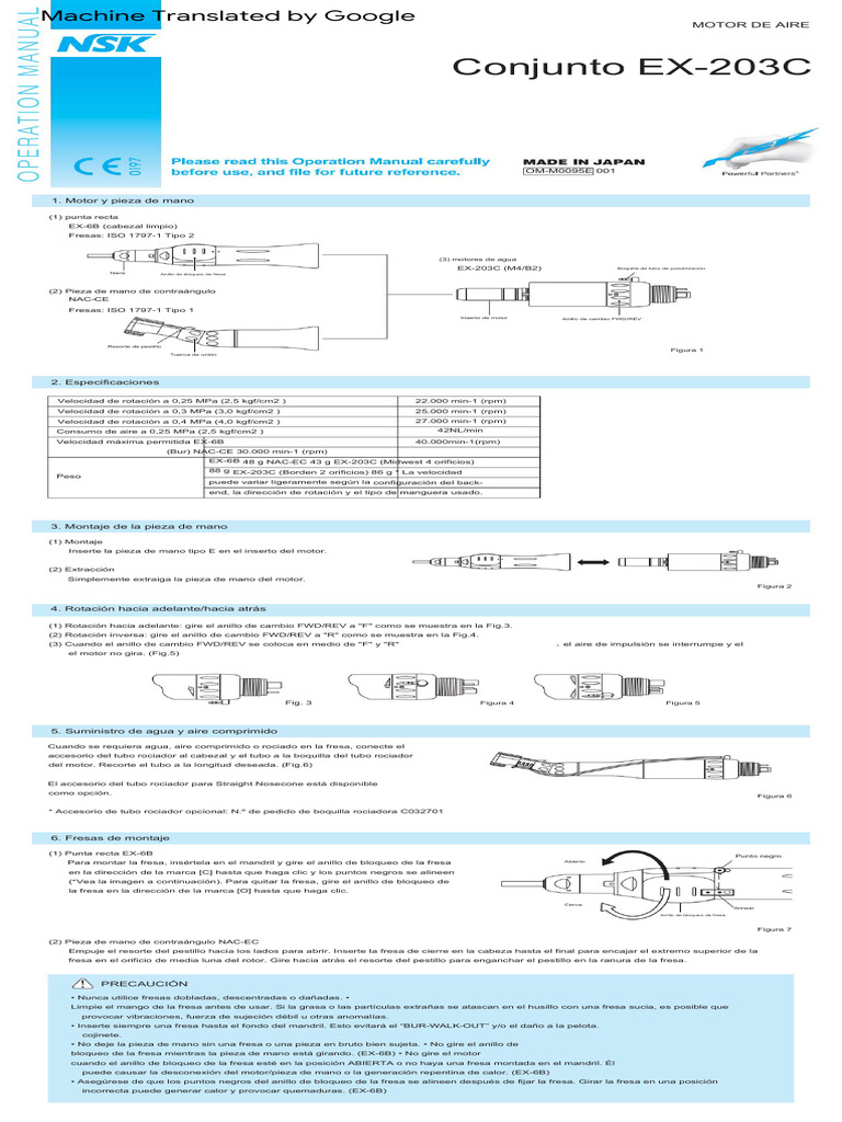 Manual - Kit de Naja NSK Ex-203c Kit de Baja Español | PDF