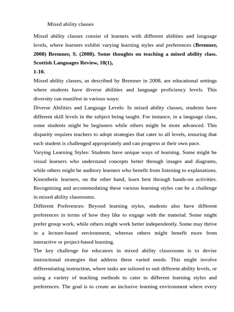 Mixed Ability Classes | PDF