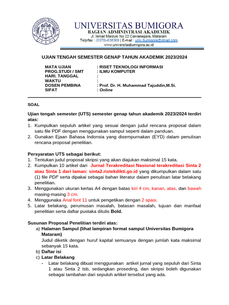 02-UTS RTI GENAP ILKOM 2024 | PDF
