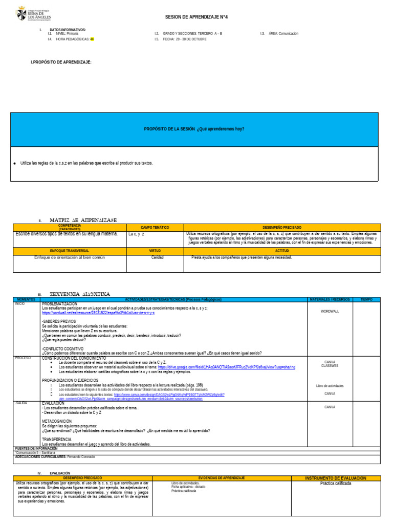SESIÓN 4 - IV Bim | PDF | Aprendizaje | Comunicación