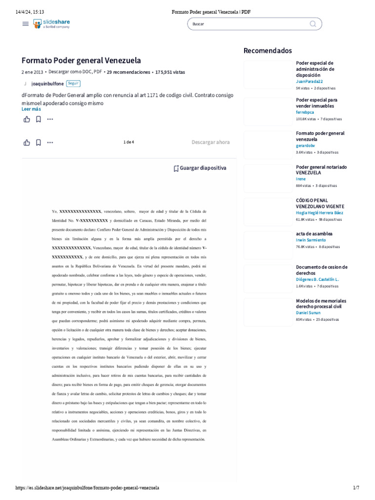 Formato Poder General Venezuela - PDF | PDF