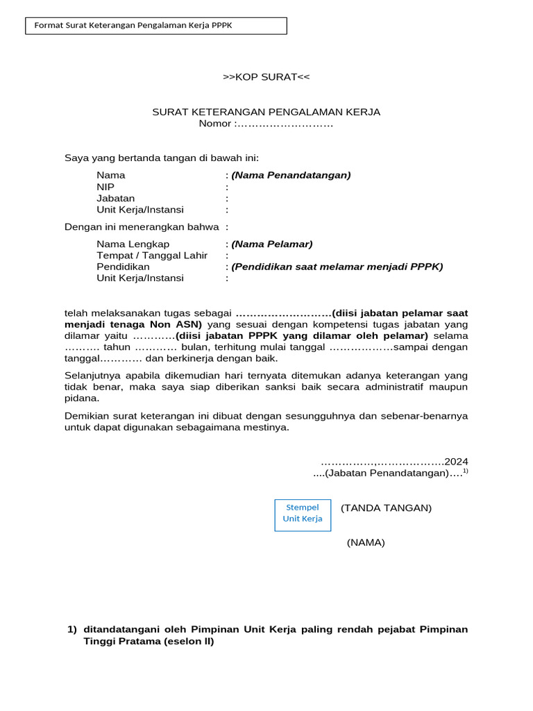 Contoh surat keterangan pengalaman sesuai dengan jabatan yang dilamar ...