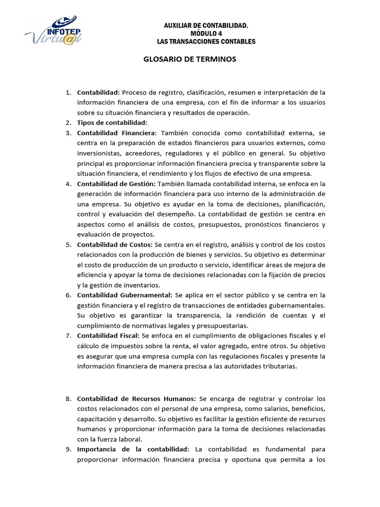 Glosario de Terminos Contables | PDF