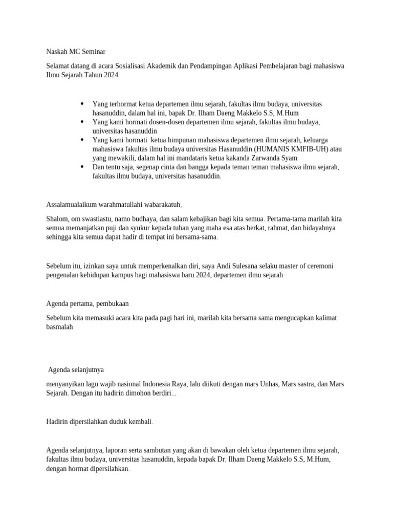 Naskah MC PKKMB | PDF