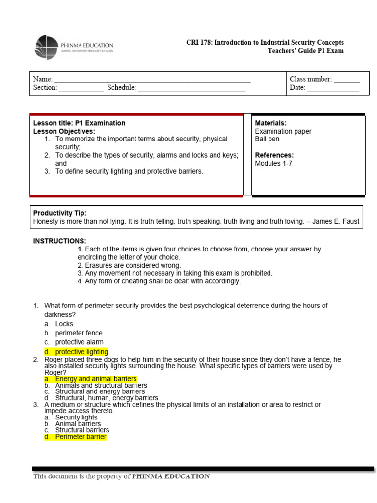 P1 EXAM CRI 178 | PDF
