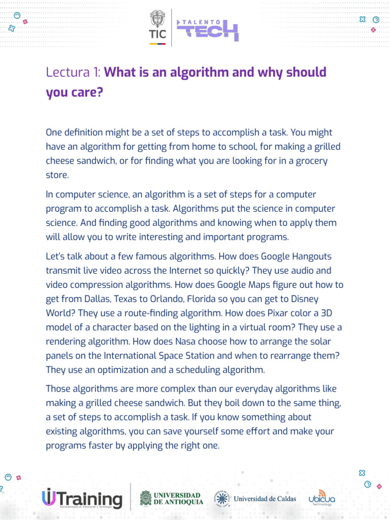 Lectura-1-What Is An Algorithm and Why Should You Care | PDF