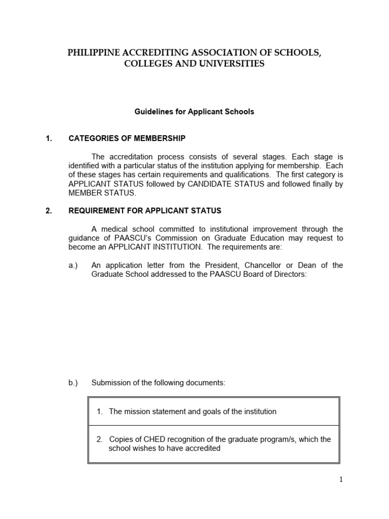 Guidelines for Applicant School Graduate Education | PDF