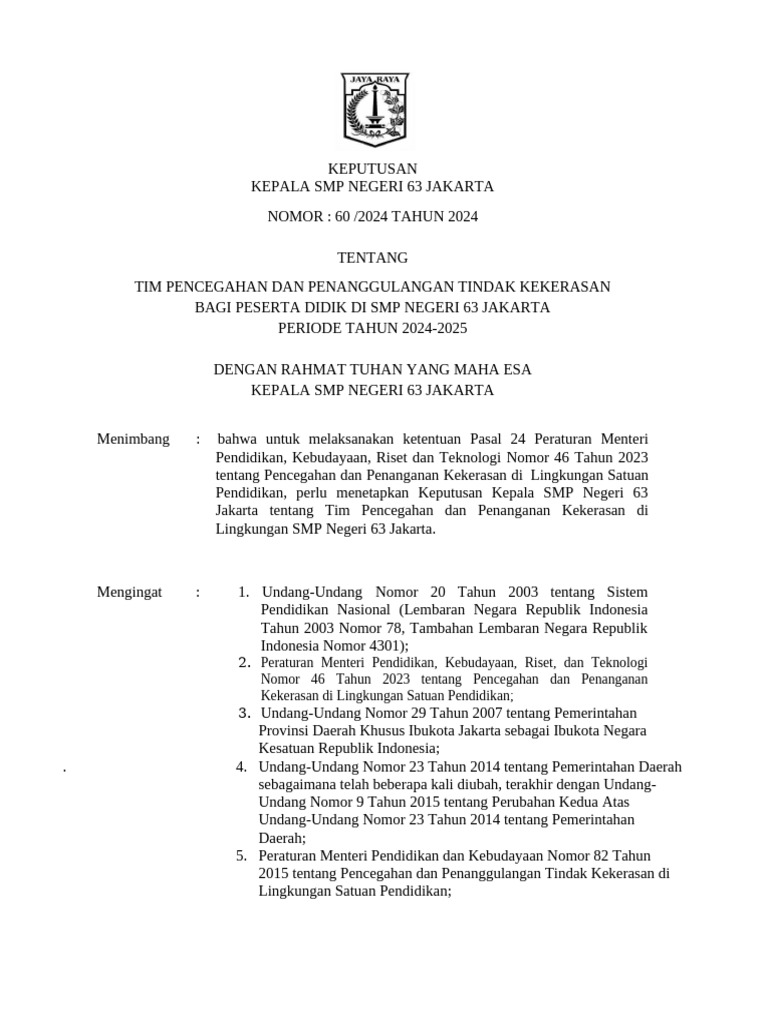 SK Tim Pencegahan | PDF