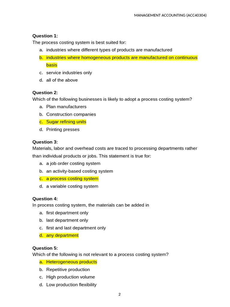 Tutorial 11 - Process Costing | PDF