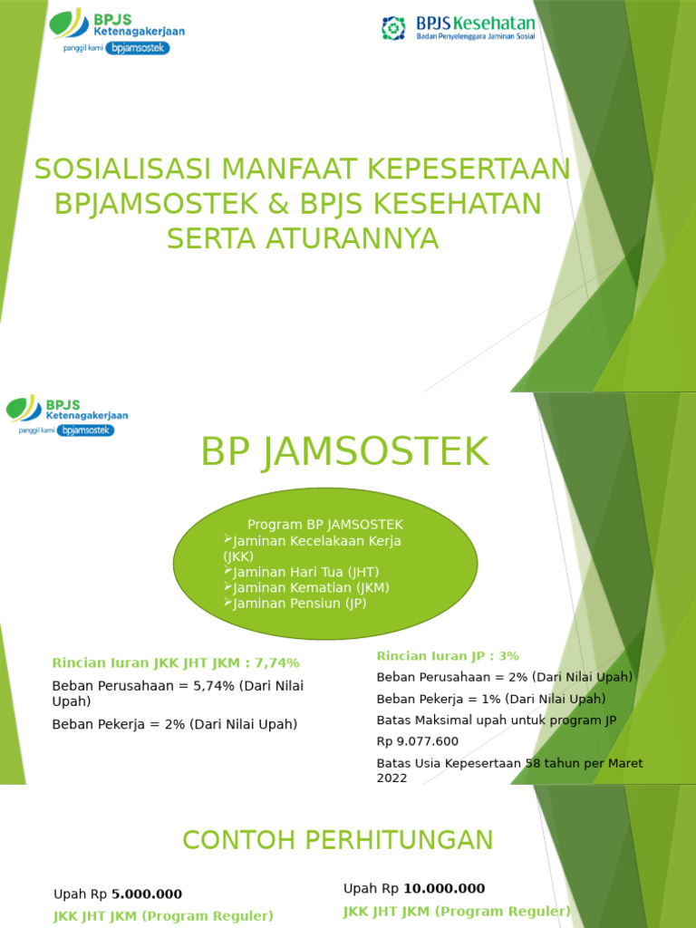 BPJAMSOSTEK DAN BPJS KES - PPT (Edit) | PDF