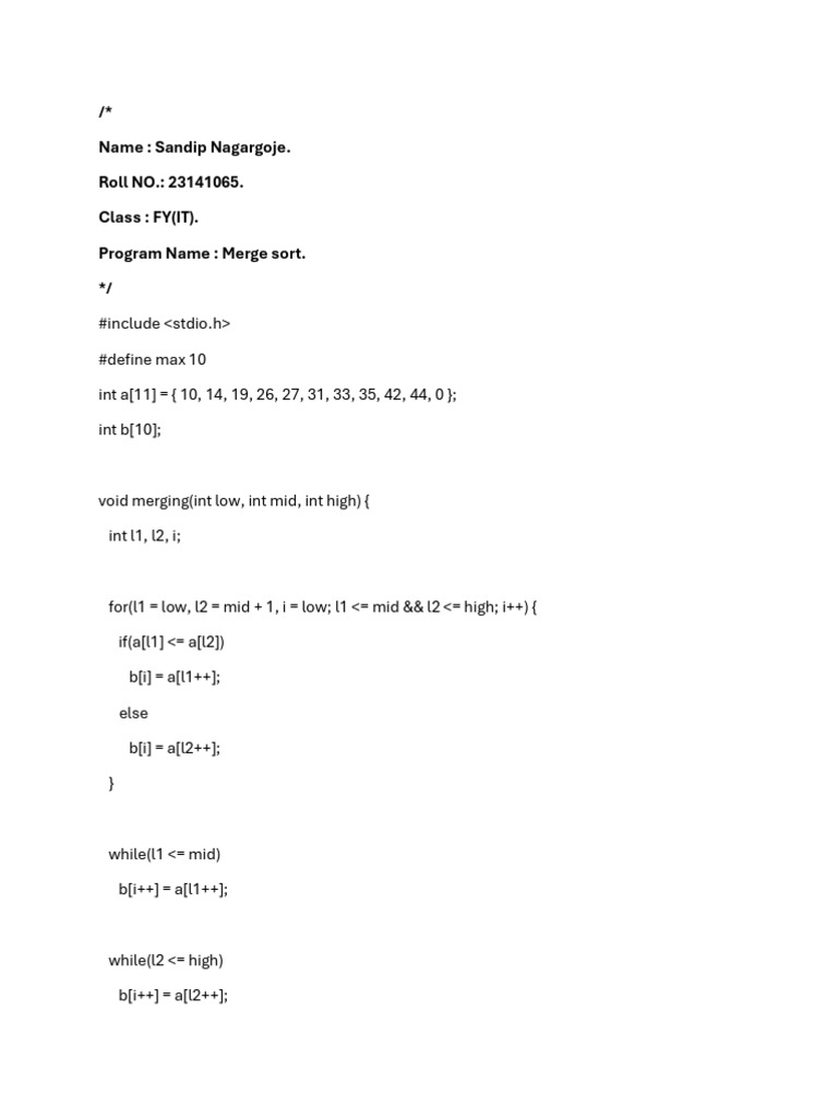 Merge Sort 65 | PDF | Computers