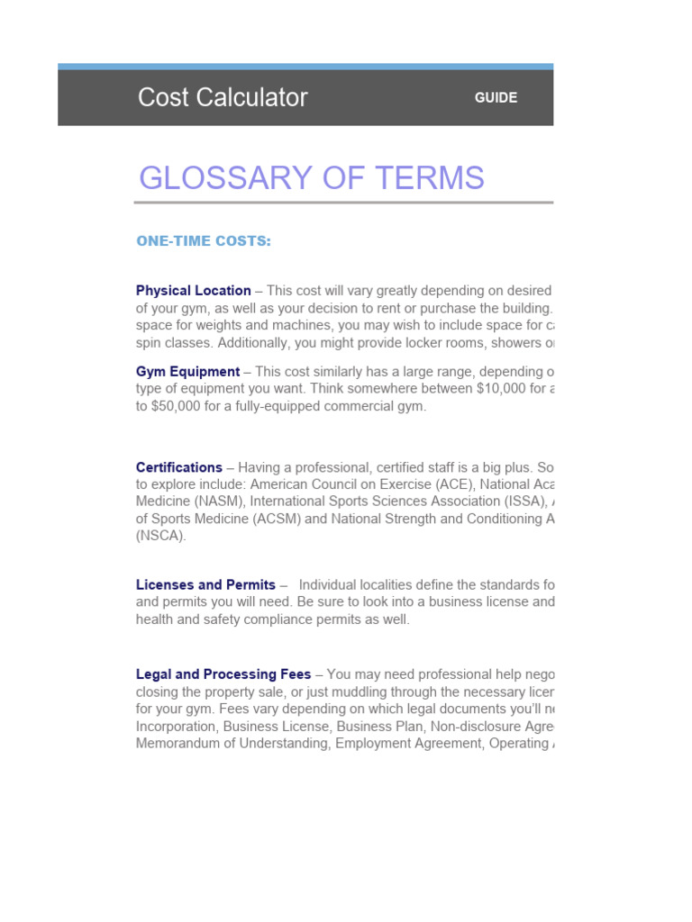 Gym Calculator Excel | PDF | Lease | Finance & Money Management