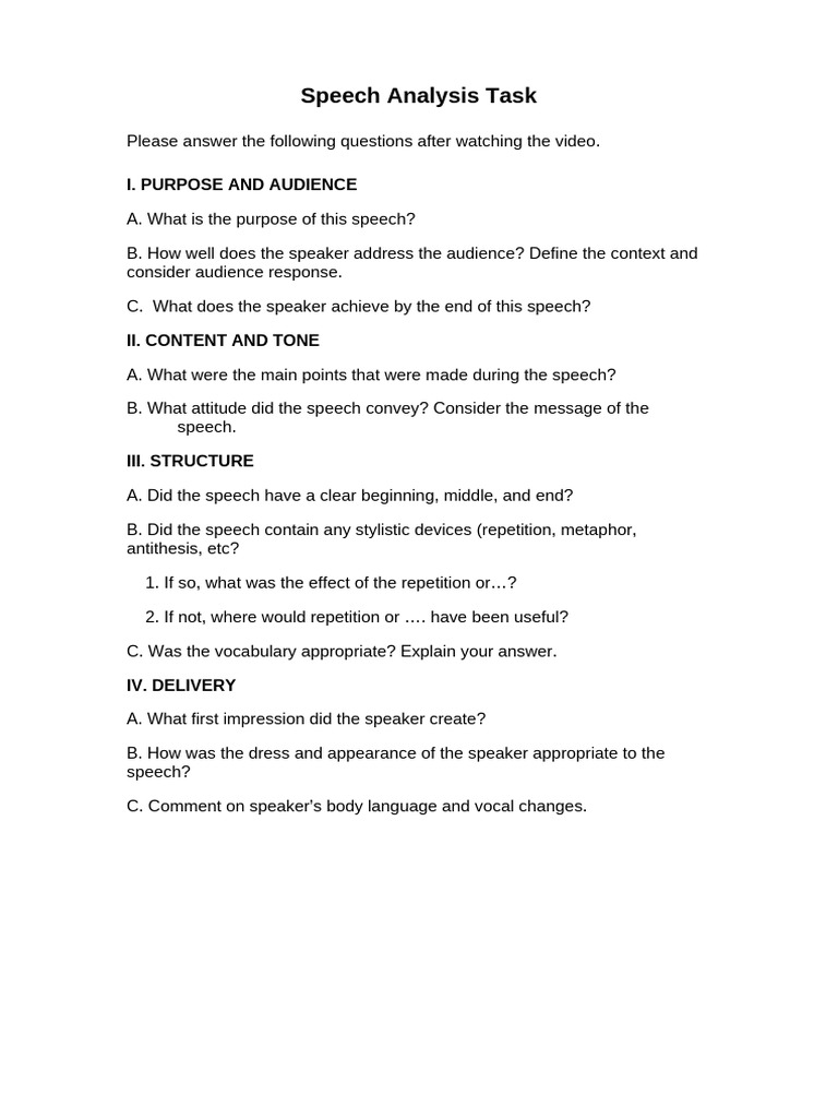 Speech Analysis Task | PDF
