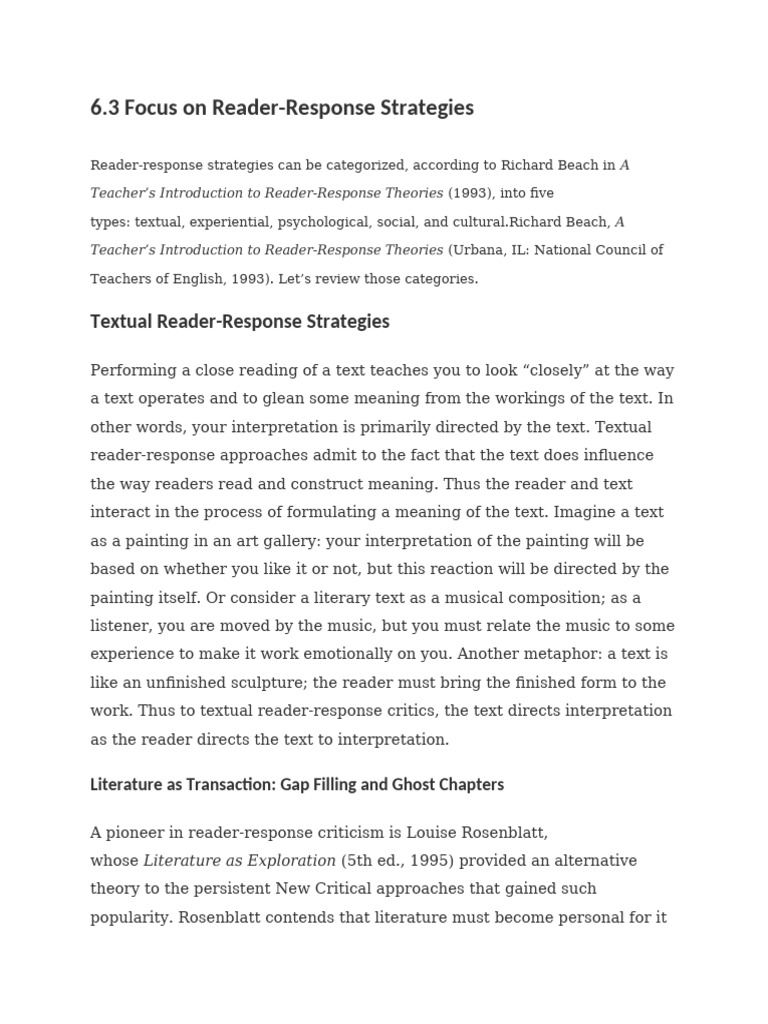 Reader Response Criticism | PDF