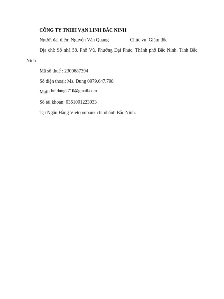 Thông Tin Cty V N Linh | PDF