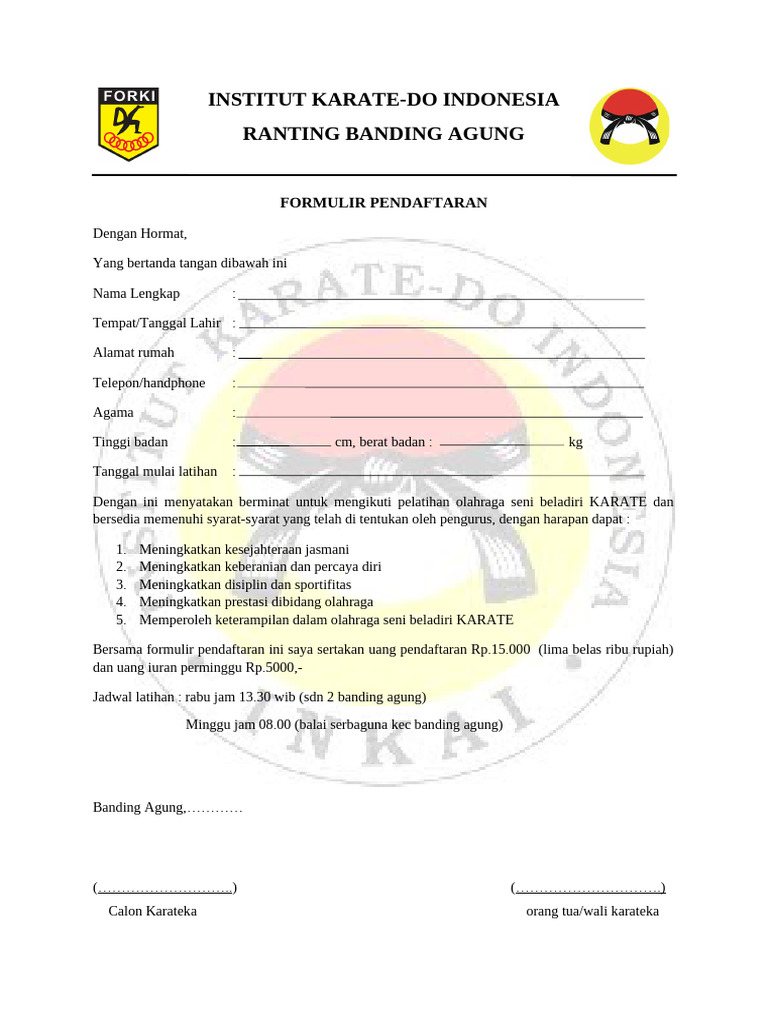 Contoh Formulir Inkai | PDF