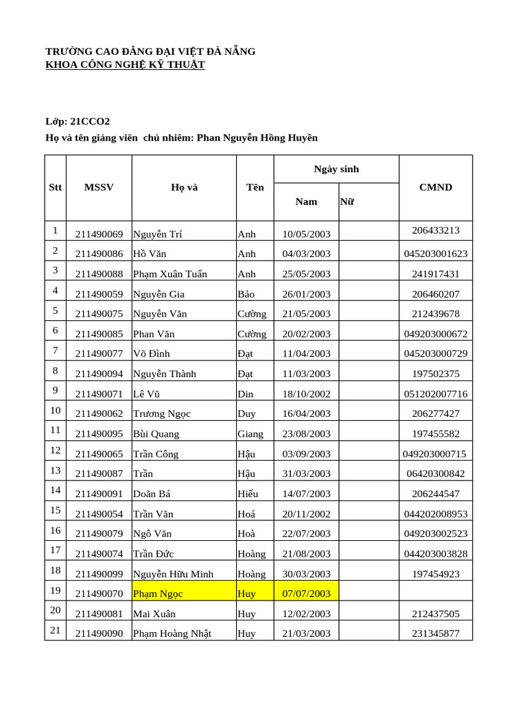 Bieu Mau Thong Ke Thong Tin Sinh Vien | PDF