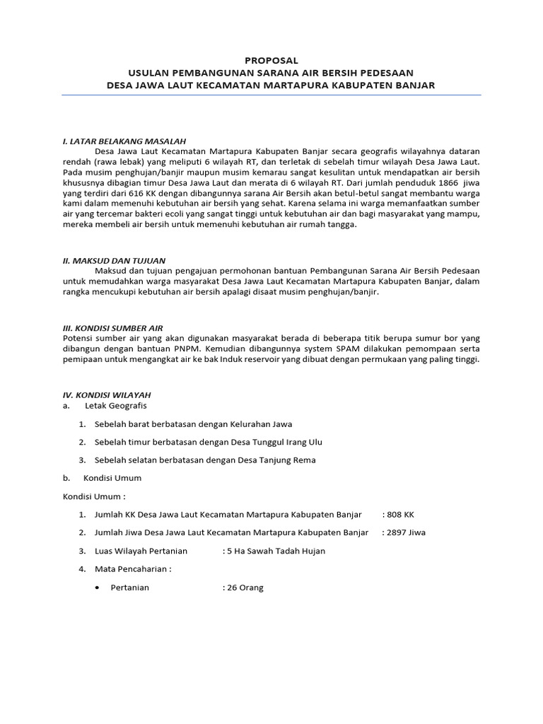 Proposal Air Bersih 2022 | PDF