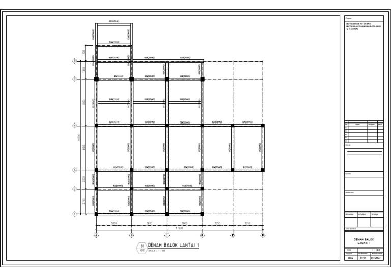 Denah Balok Lantai 1: Mutu Beton FC' 25 Mpa Mutu Baja Tulangan Bjts 420 ...