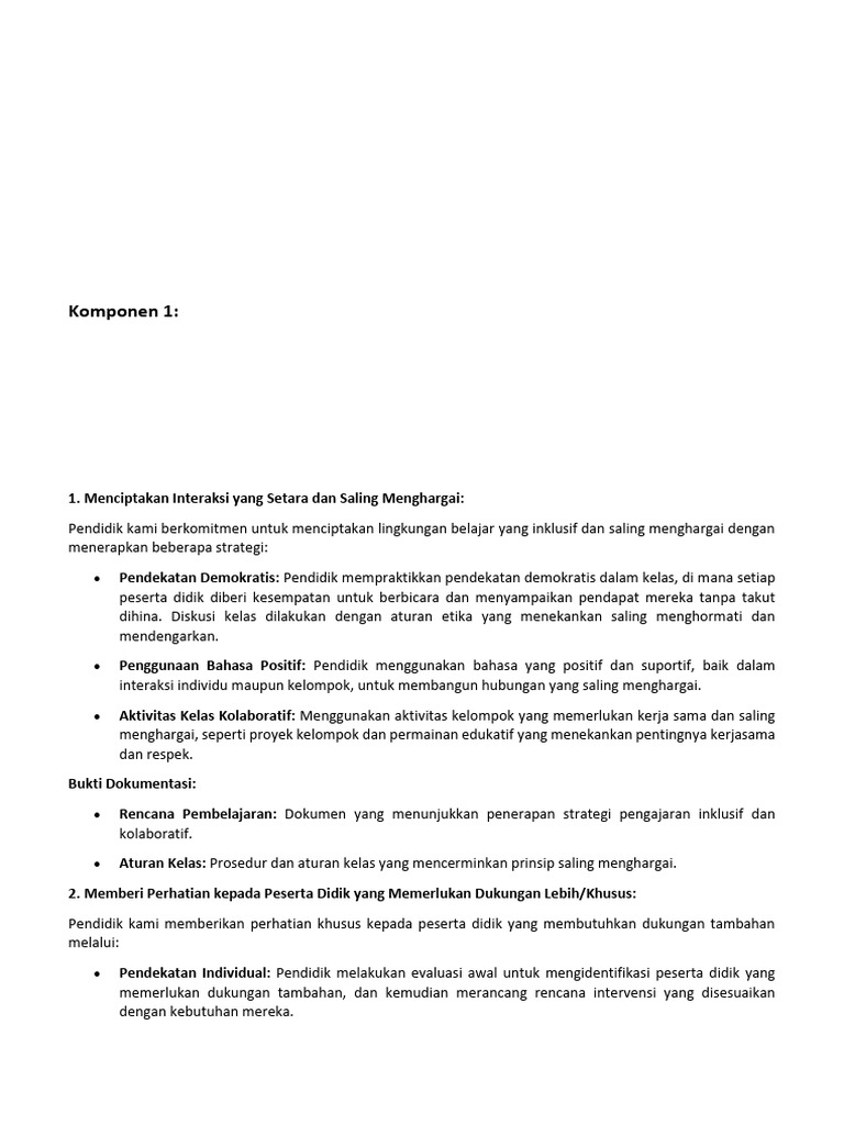 BAHAN DKA DAN BUKTI FISIK KOMPONEN 1 Butir 1, 2, 3, 4 | PDF