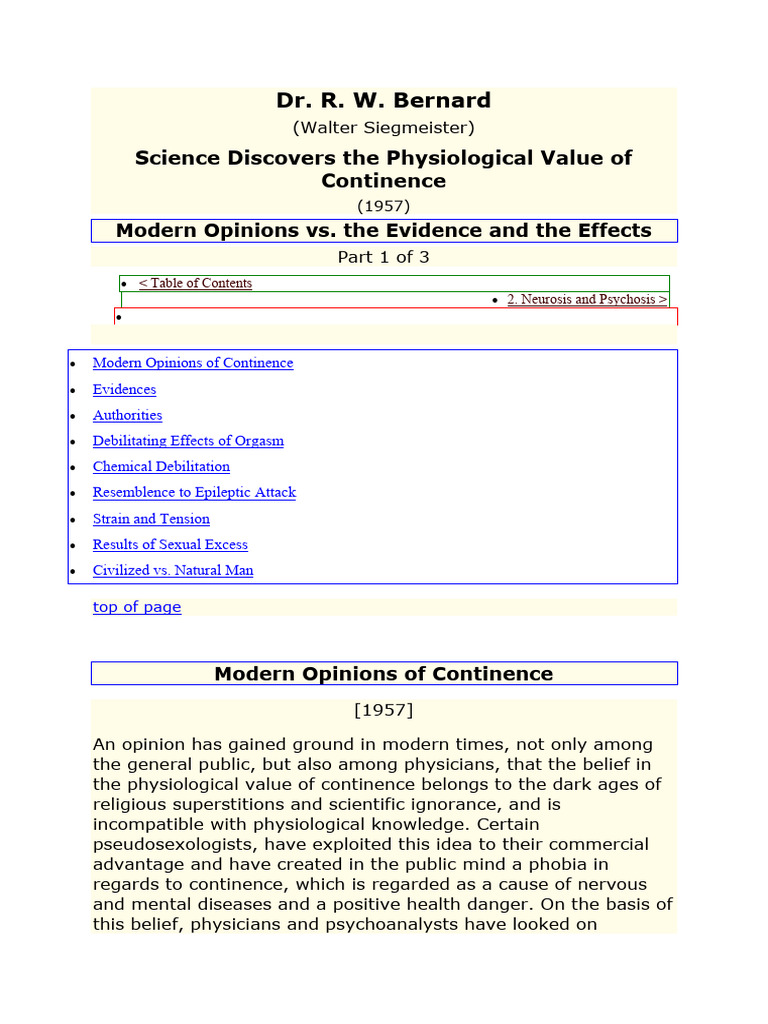 1957 Science Discovers The Physiological Value of Continence | PDF