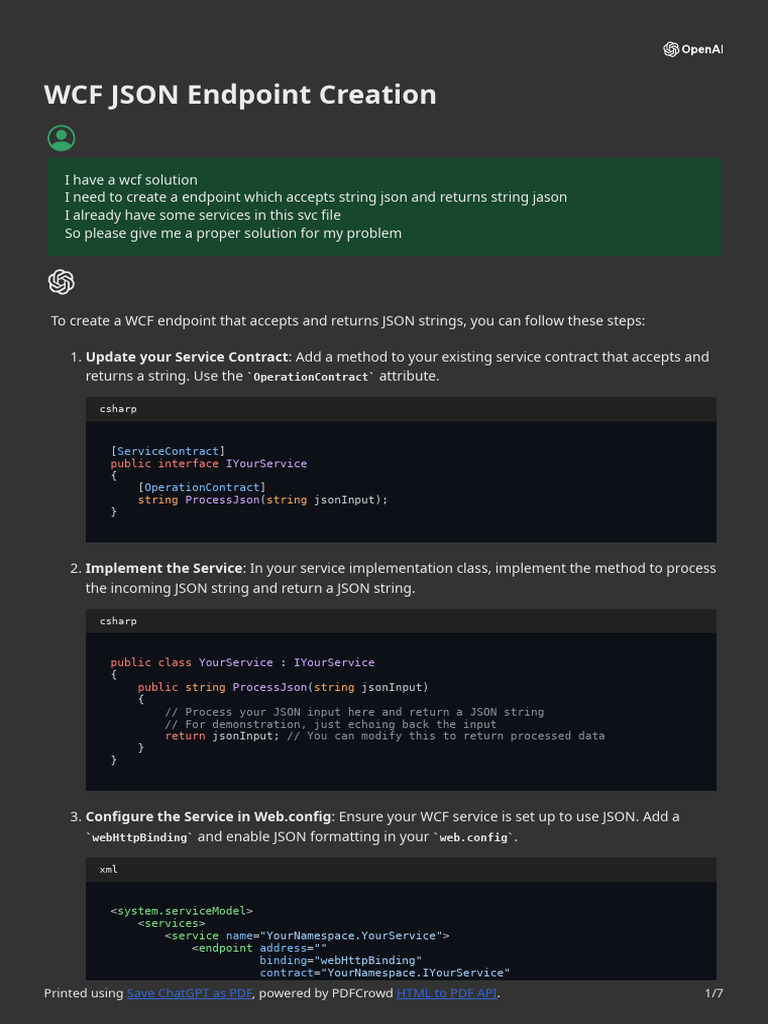 WCF JSON Endpoint Creation | PDF WCF JSON Endpoint Creation | PDF
