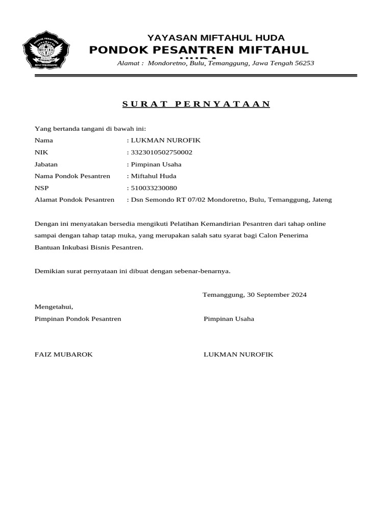Surat Tugas Pak Rofik | PDF