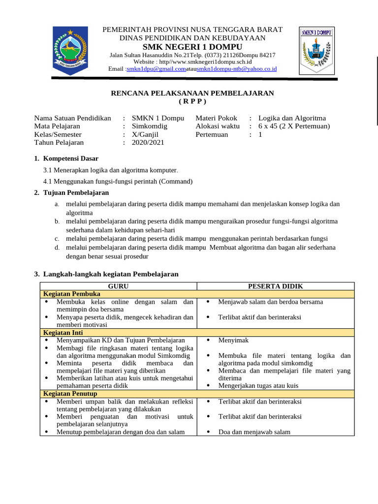RPP KI KD 1 Daring Acc | PDF