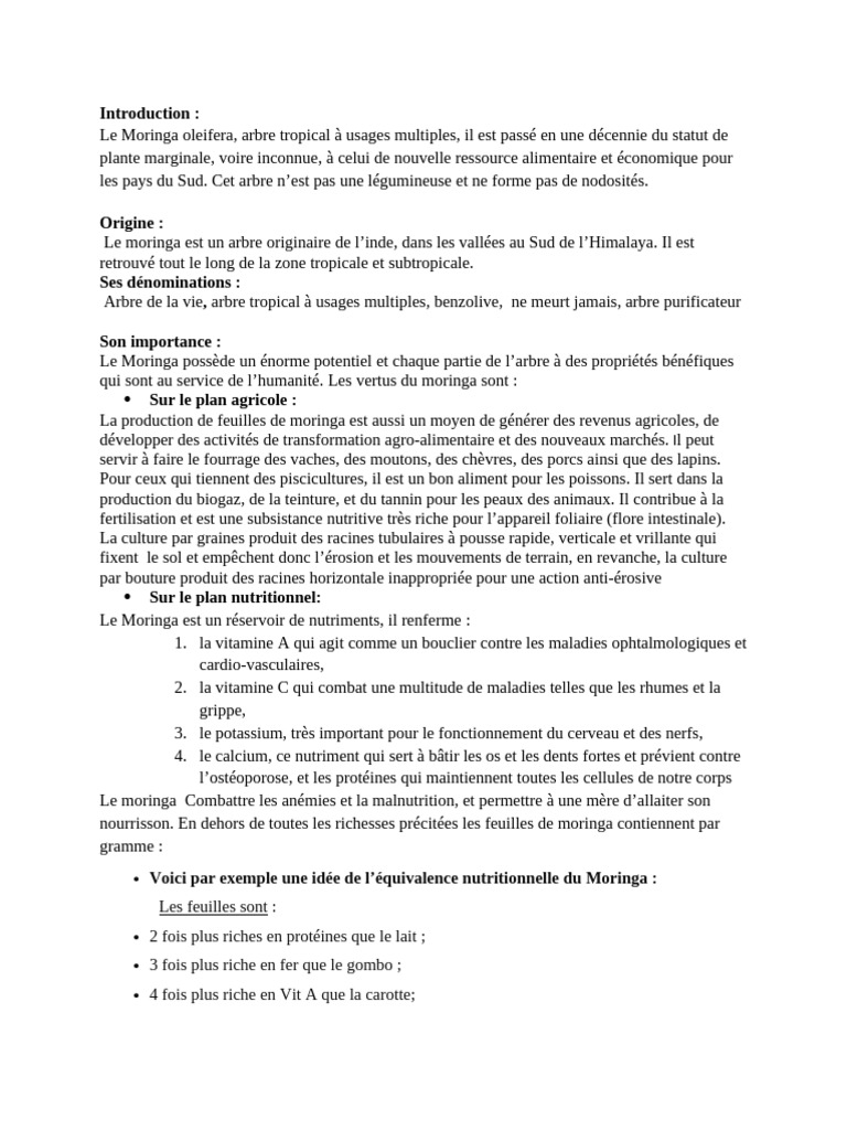 BMD Plan Moringa | PDF