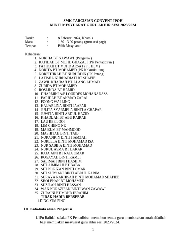 Minit Mesy Guru Akhir 2023 | PDF