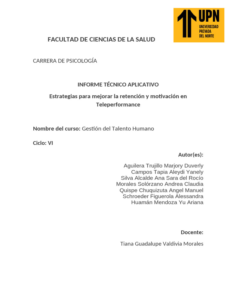 INFORME TÉCNICO APLICATIVO (GTH) 2024 | PDF
