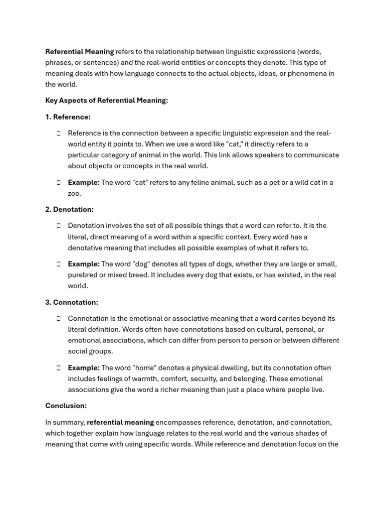 Referential Meaning | PDF