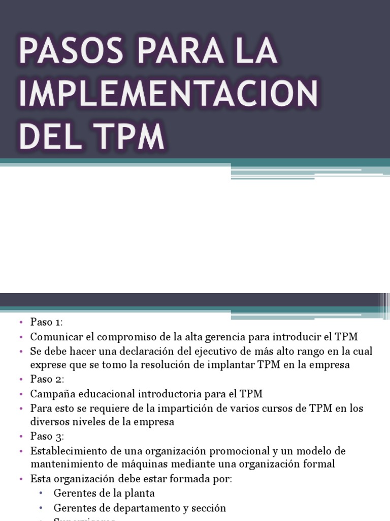 Pasos para La Implementacion Del TPM | PDF | Calidad (comercial) | Science
