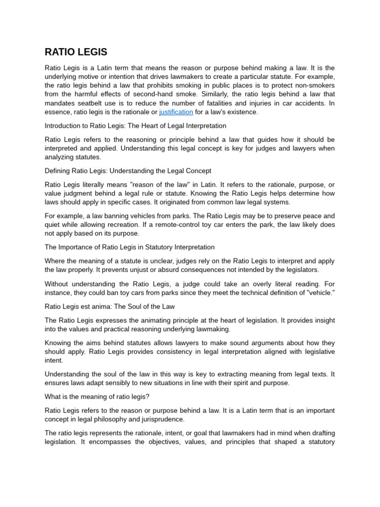 Lecture On Ratio Legis | PDF | Jurisprudence | Statutory Interpretation