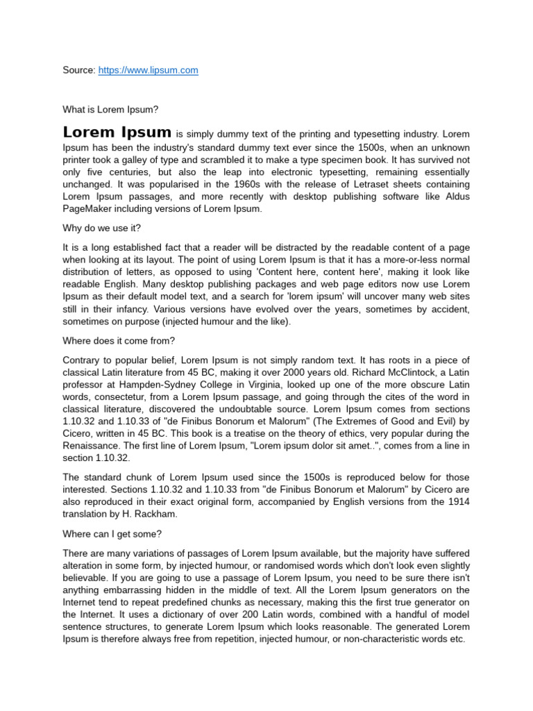 Lorem Ipsum and Its Meaning | PDF