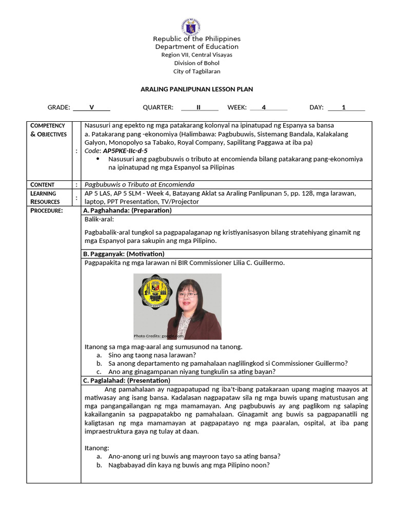 AP5 PLP Q2-W4-Day 1 | PDF