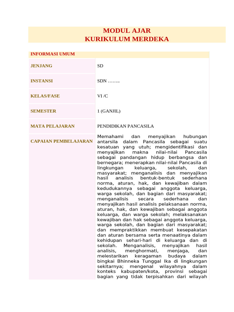 MODUL AJAR 1 | PDF