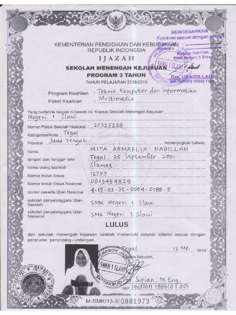 3.IjazahSMK Mita | PDF