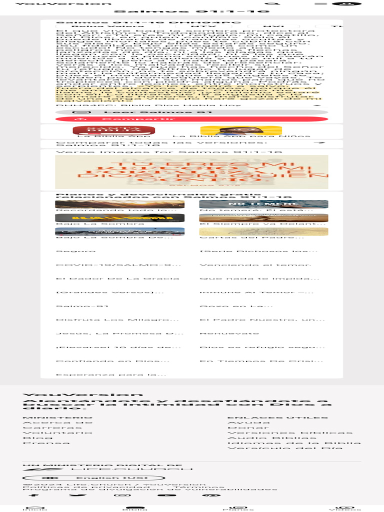 Salmos 911-16 El que vive bajo la sombra protectora del Altísimo y Todopoderoso, dice al Señor ...