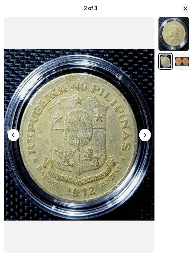 RARE 1972 Philippines 1 Peso Jose Rizal Coin, Ø33mm (+FREE 1 Coin ...