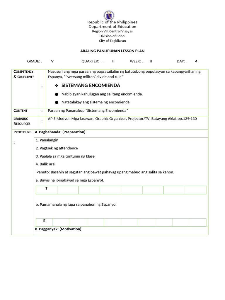AP5 PLP Q2-W2-Day 4 | PDF
