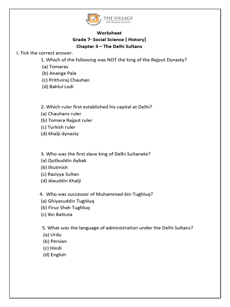WS Grade 7 SST His Ch3 The Delhi Sultans | PDF