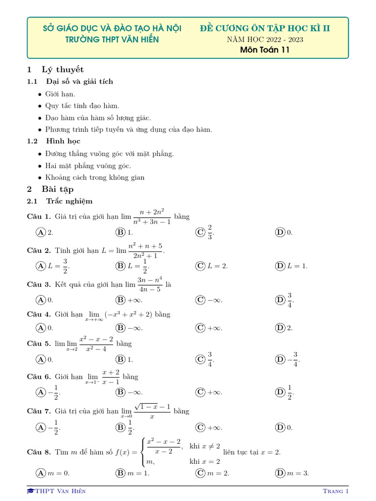 Toán-11 ĐC HK2 | PDF
