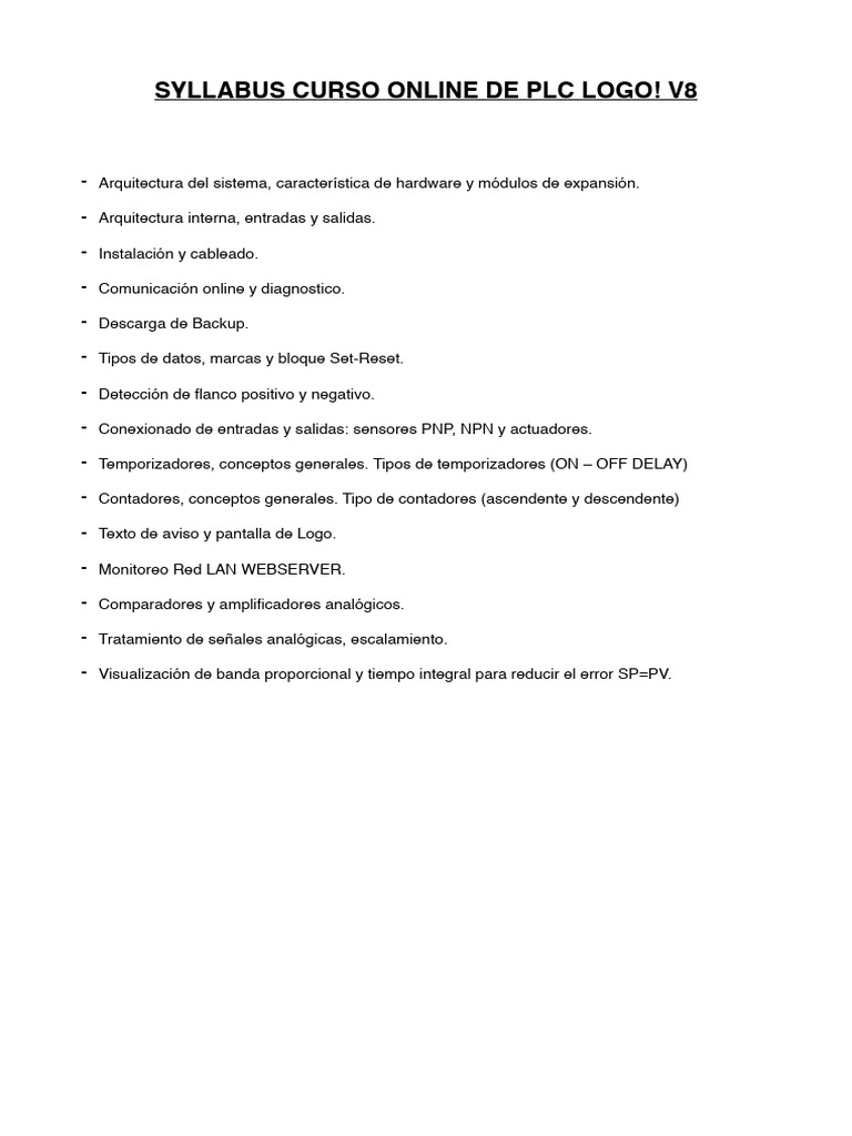 Syllabus Curso PLC Logo v8 | PDF