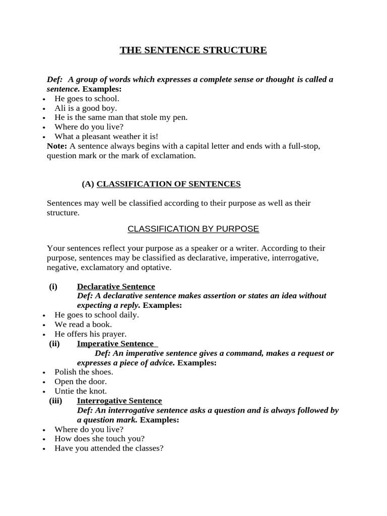 The Sentence Structure | PDF
